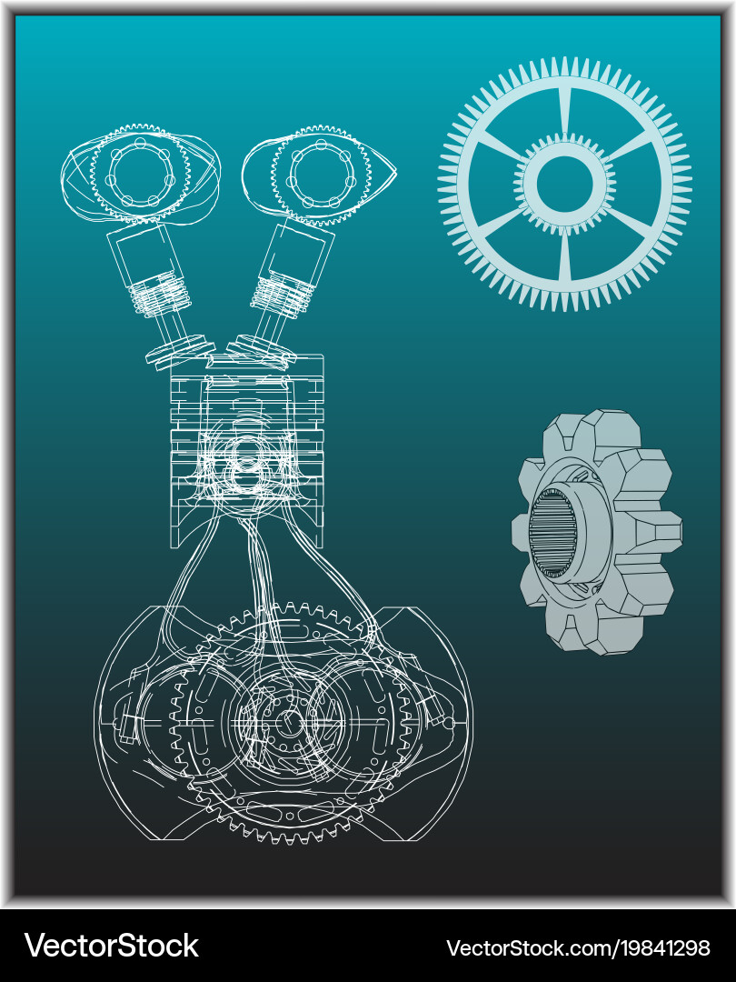 Car engine and gears Royalty Free Vector Image