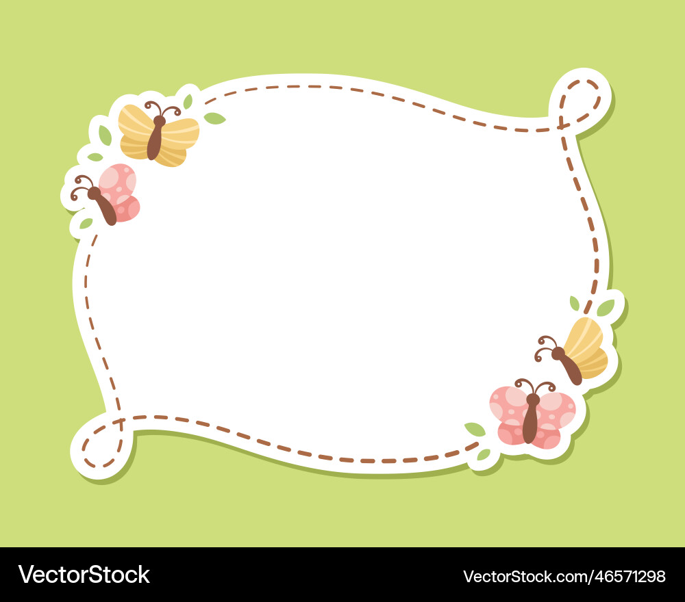 Cute floral butterfly frame spring summer border Vector Image