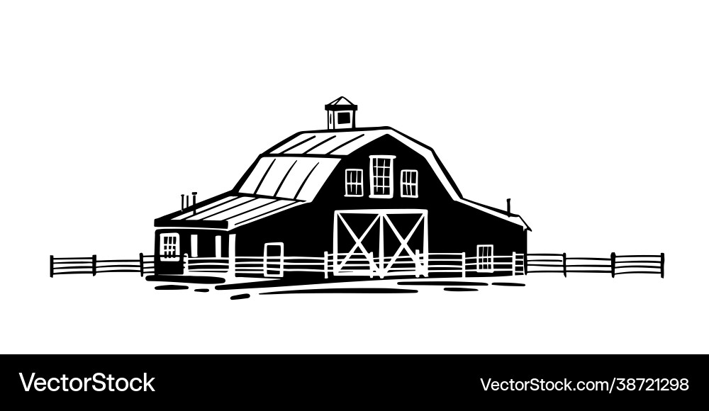 Handmade ranch in black and white outline Vector Image