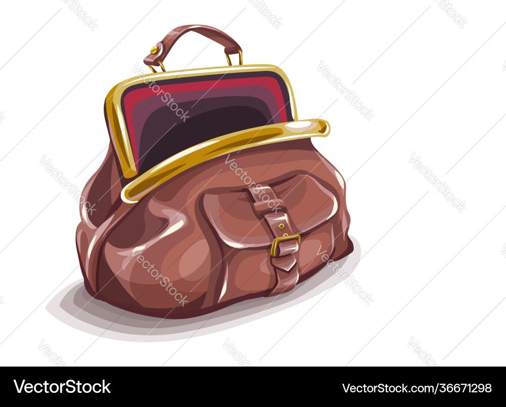Retro purse bag open Royalty Free Vector Image