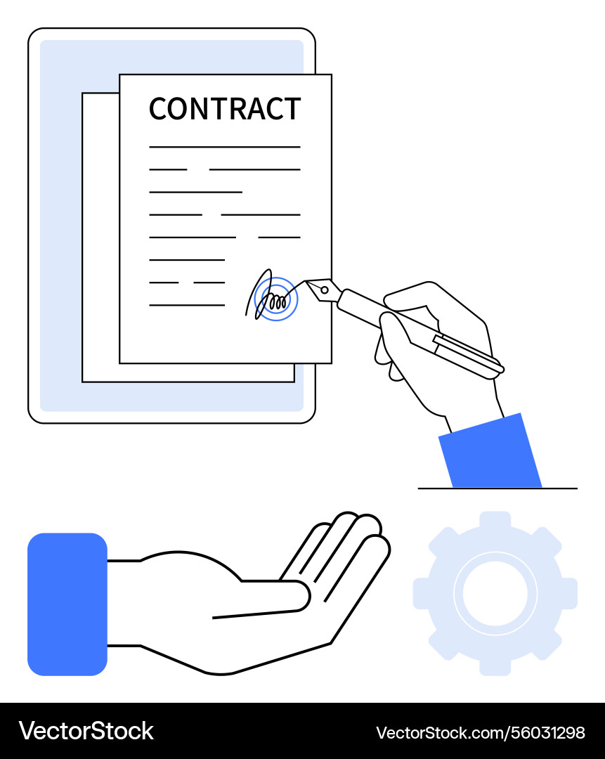 Signing a document with fountain pen contract Vector Image
