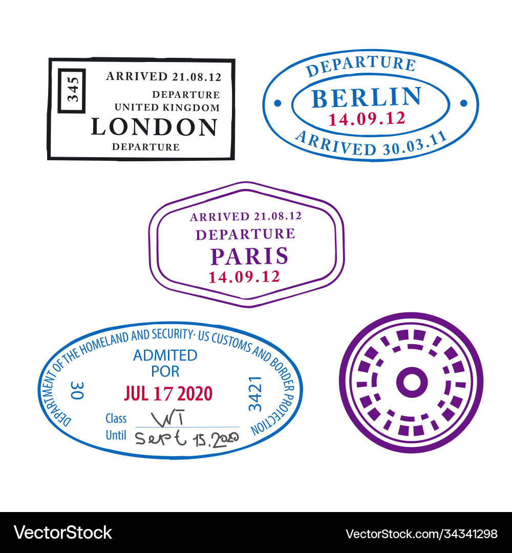 Travel pass stamps Royalty Free Vector Image - VectorStock