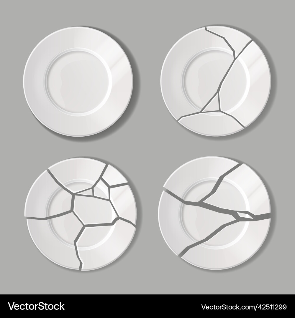 Broken dishware set Royalty Free Vector Image - VectorStock