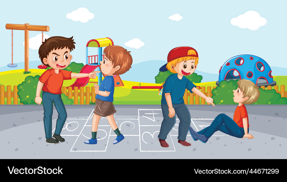 Bullying kids school scene Royalty Free Vector Image