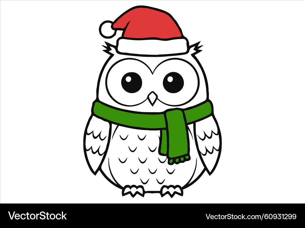 Charming Owl with Santa Hat – Royalty-Free Vector | VectorStock