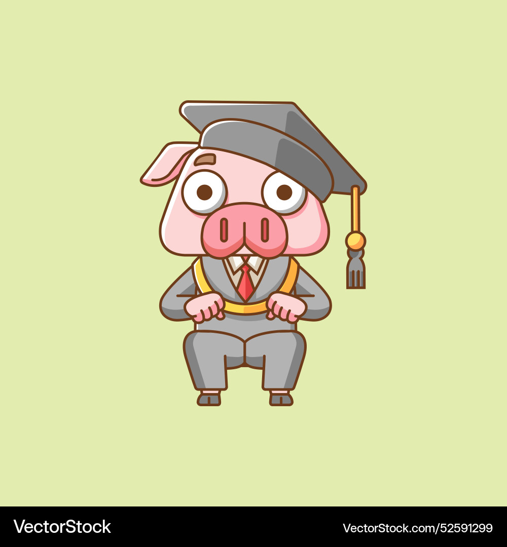 Cute pig graduation dance animal kawaii chibi Vector Image