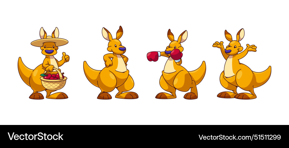 Funny happy kangaroo character mascot Royalty Free Vector
