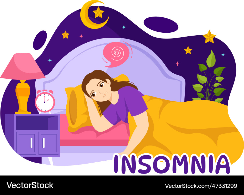 Insomnia with young people unable to sleep Vector Image
