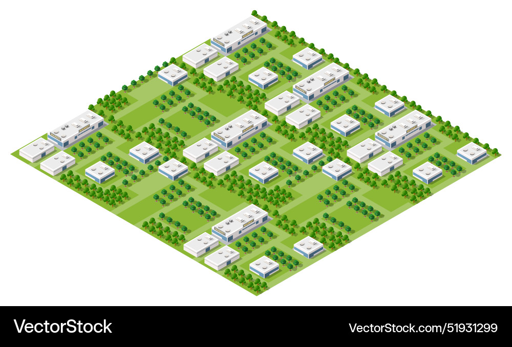 Isometric industrial area with buildings Vector Image