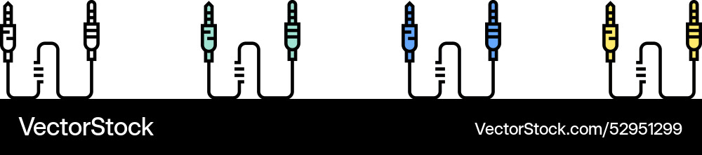 Jack connector icon outline green blue and yellow Vector Image