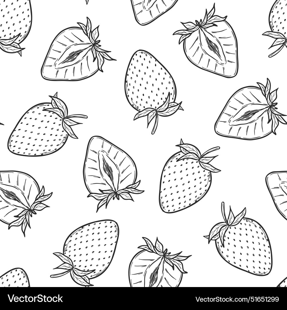 Strawberry seamless pattern strawberries line Vector Image