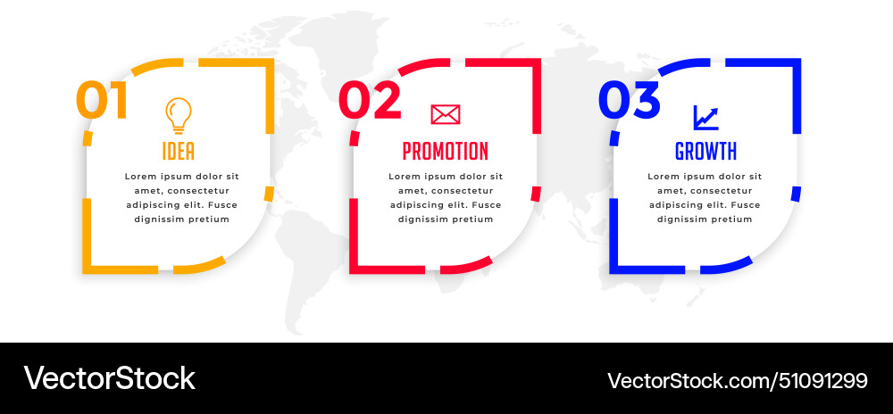 Three step infographic process chart template Vector Image