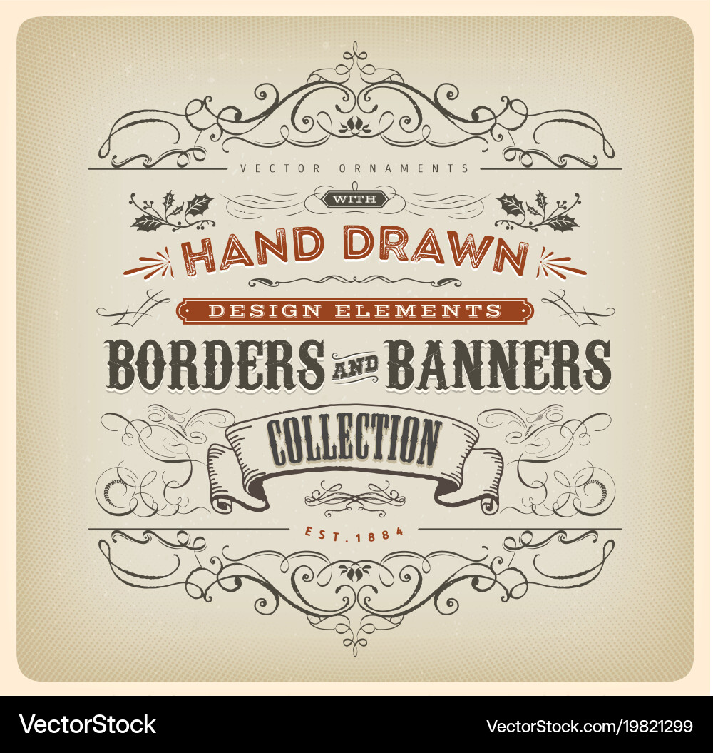 Vintage Floral Calligraphic Banner Royalty Free Vector Image