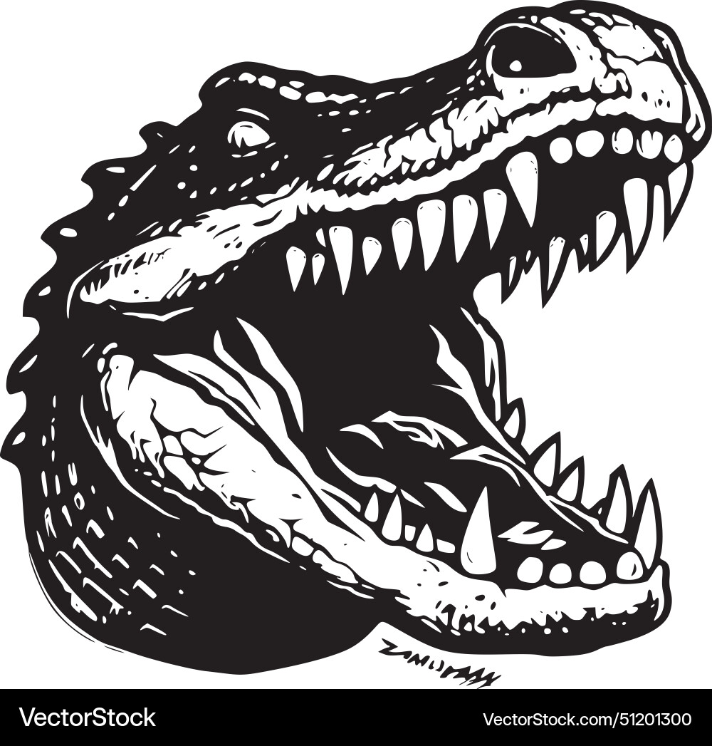 Alligator - black and white isolated icon Vector Image