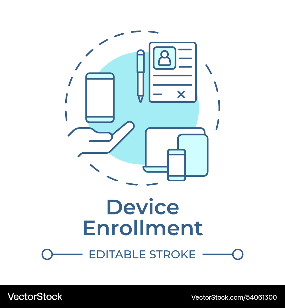 Device enrollment soft blue concept icon Vector Image