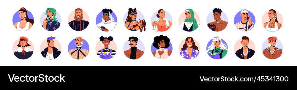 Fashion characters avatars set creative Royalty Free Vector