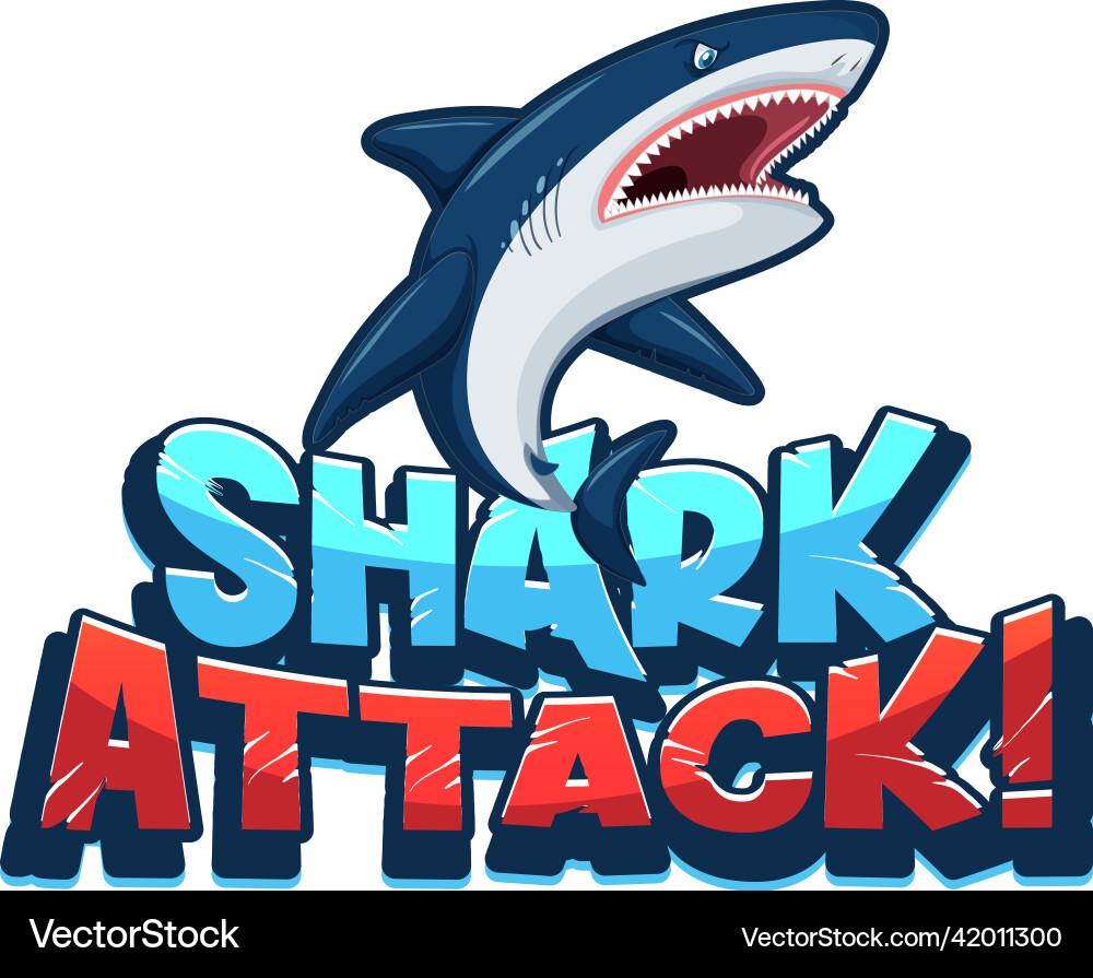 Font design for words shark attack Royalty Free Vector Image