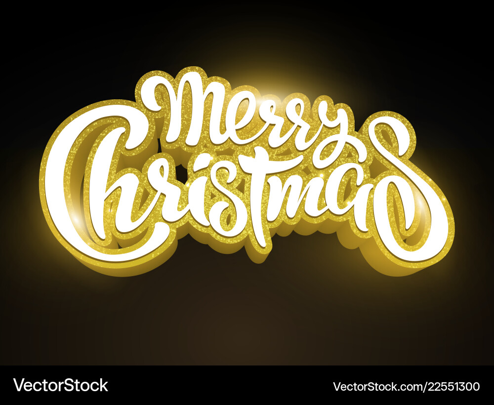 Golden Merry Christmas Lettering Royalty Free Vector Image