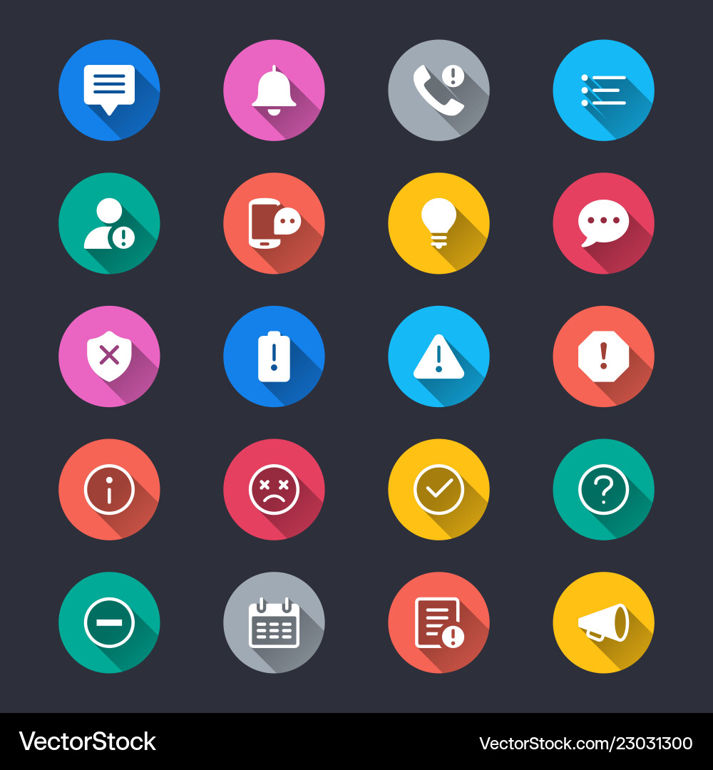 Information and notification simple color icons Vector Image