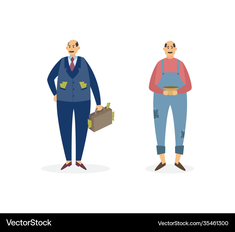 Poor and rich men cartoon characters flat Vector Image