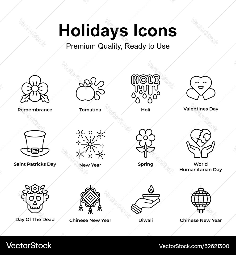Premium quality holidays icons set ready to use Vector Image