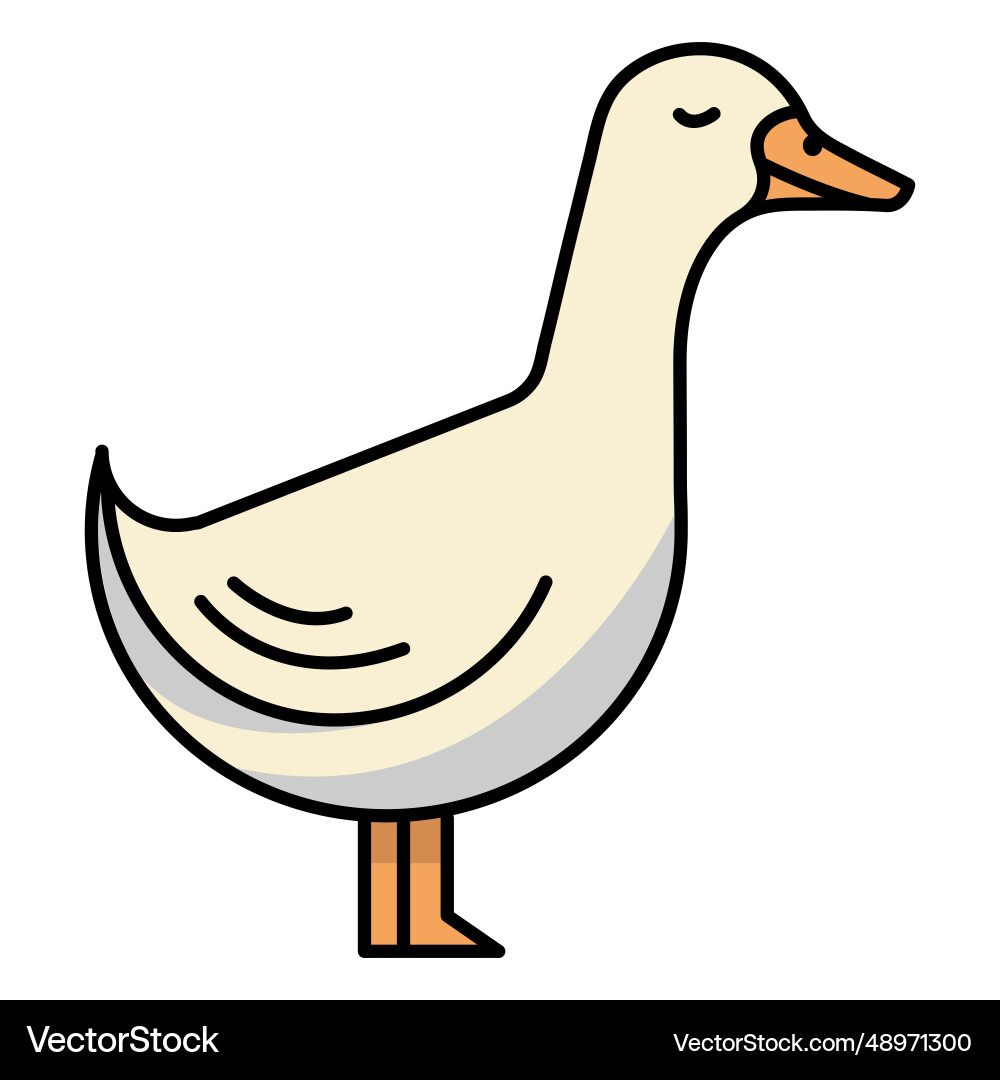 Semi flat sideways stroke goose duck Royalty Free Vector