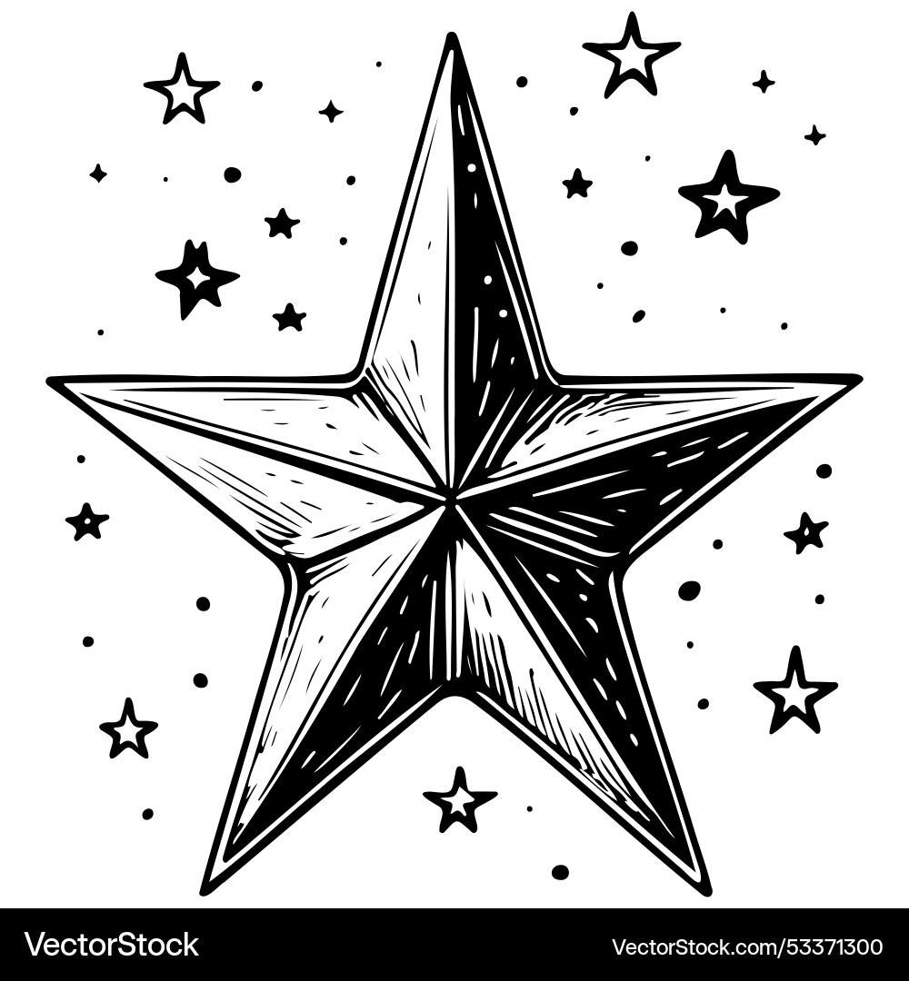 Star ink hand drawn line transpiderarent Vector Image