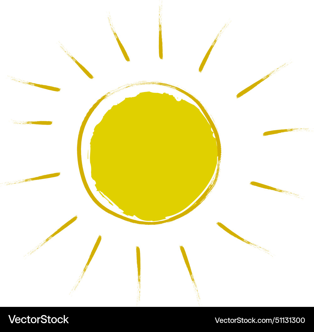 Sun doodle art crayon drawing cartoon Royalty Free Vector