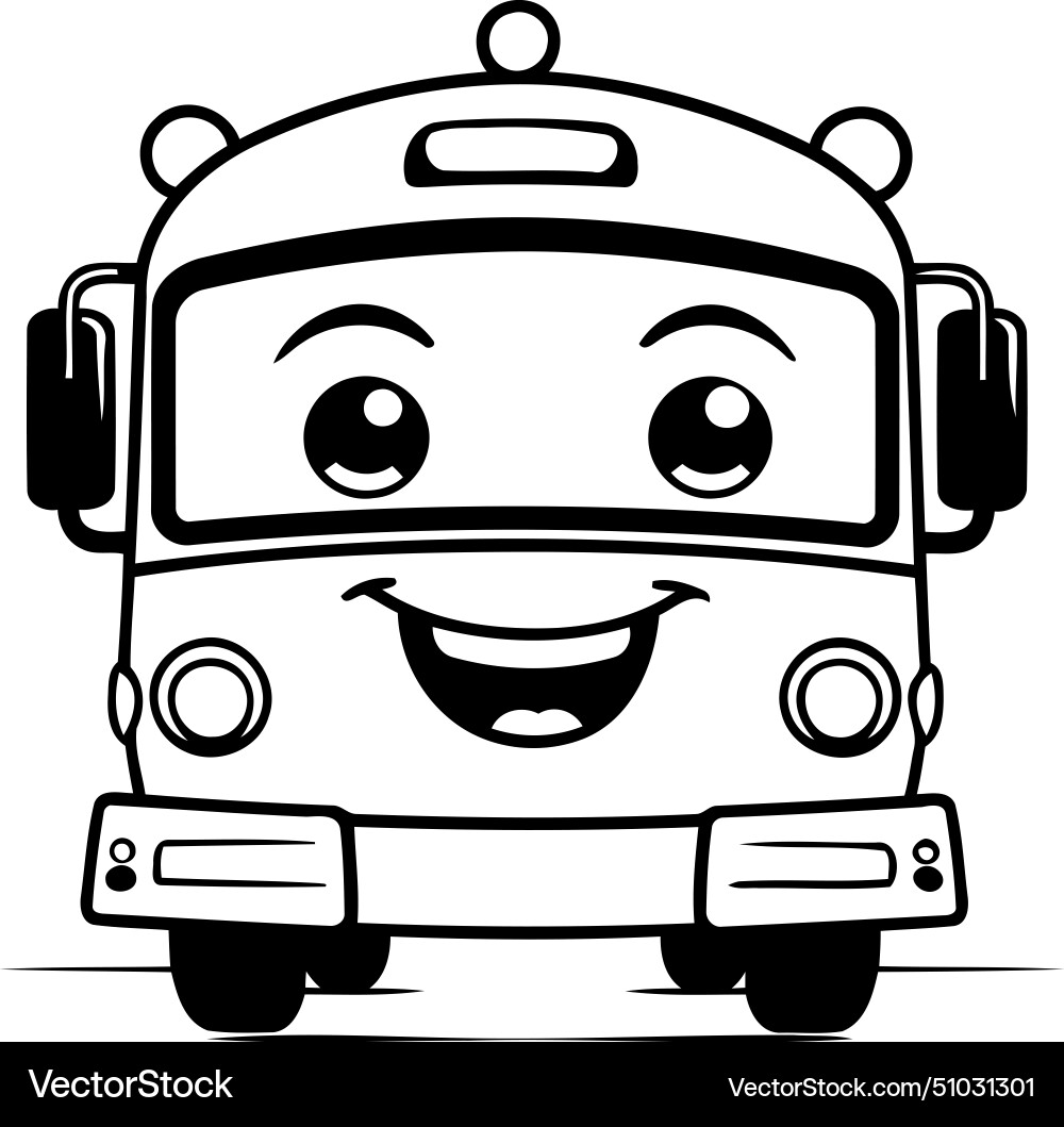Cartoon yellow school bus with smiling face Vector Image