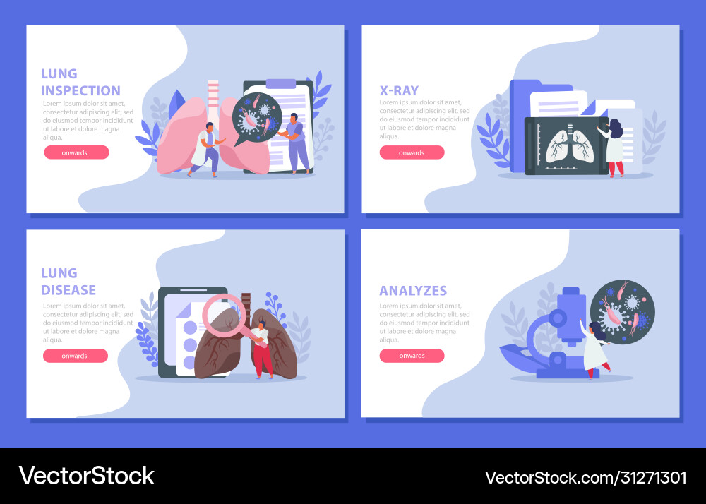 Lung inspection flat banners set Royalty Free Vector Image