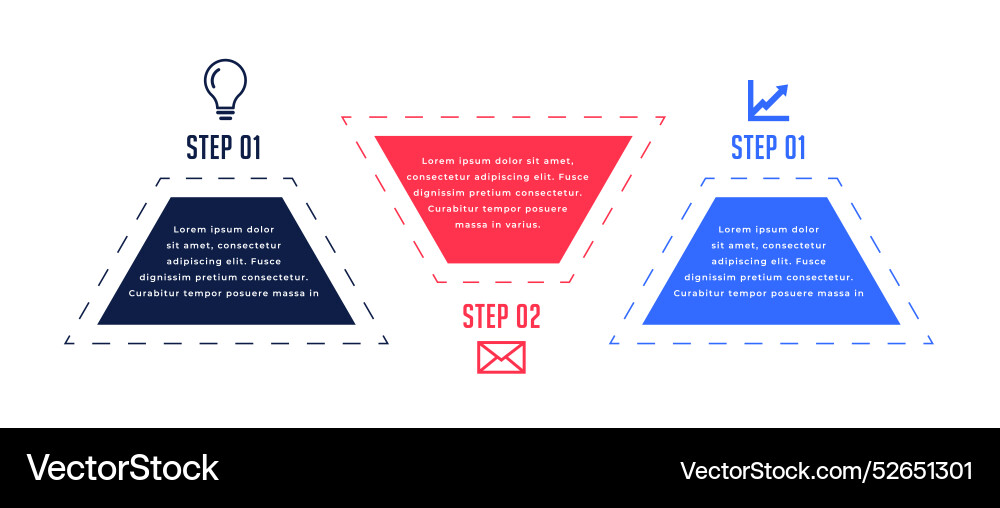 Modern 3 step business process chart banner Vector Image