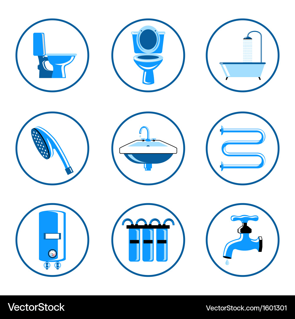 Plumbing icons set Royalty Free Vector Image - VectorStock
