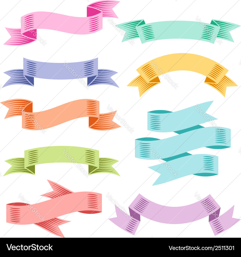Ribbons set color Royalty Free Vector Image - VectorStock