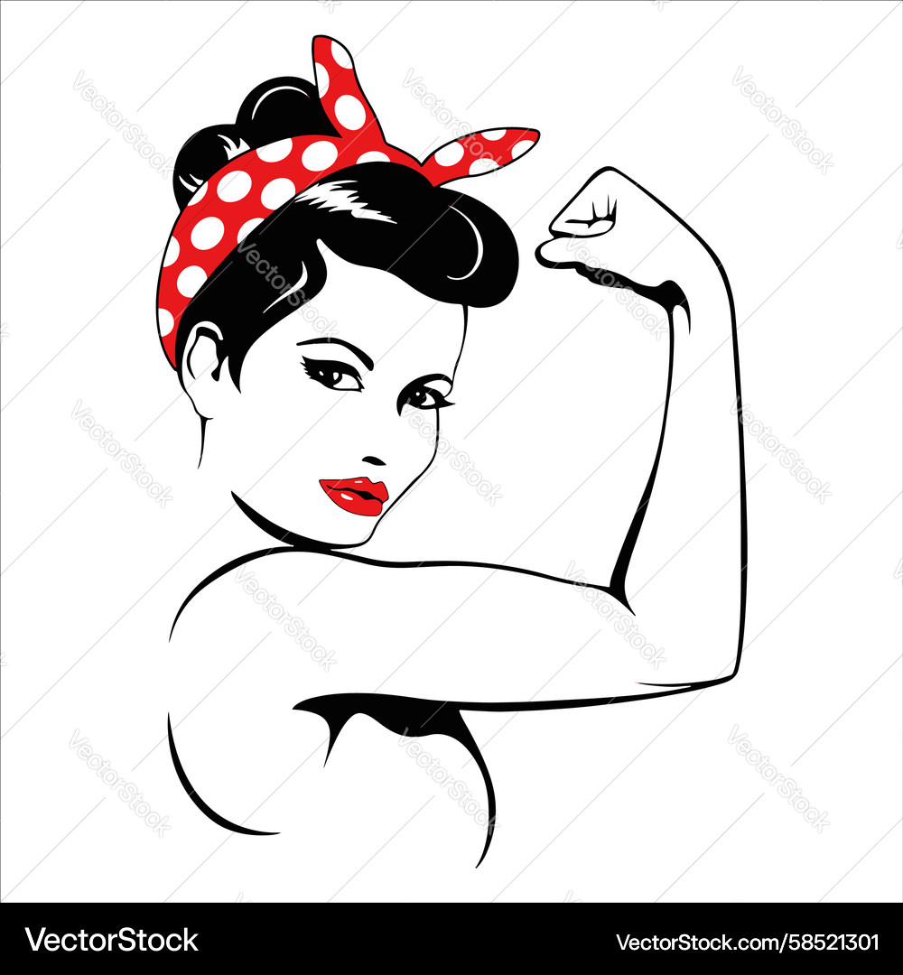 Rosie the Riveter Line Art Royalty Free Vector Image