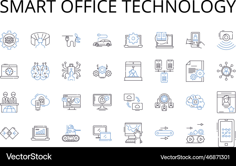 Smart Office Technology Icons Royalty Free Vector Image