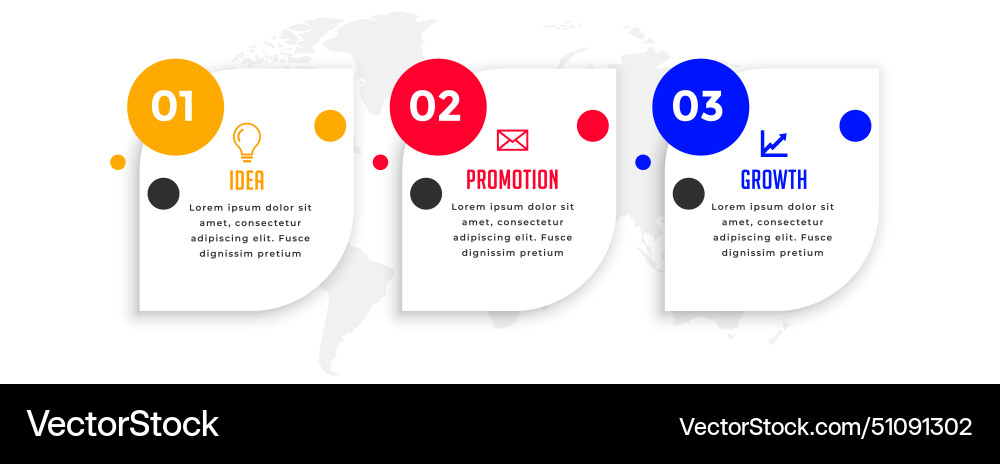 3 step business process workflow template Vector Image