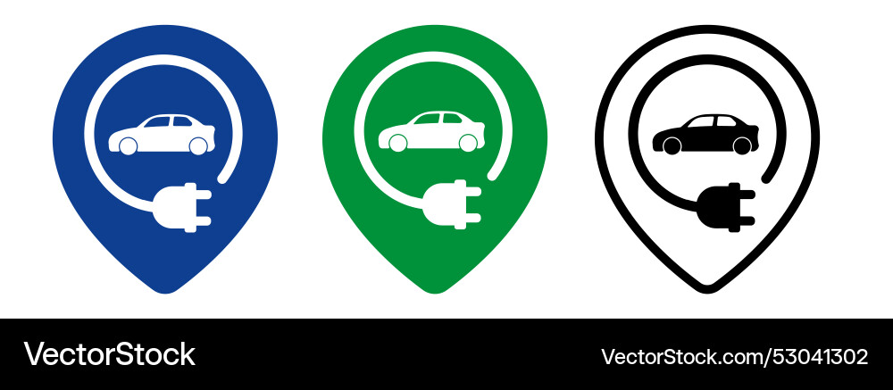 Car charging station location map pin symbol icon Vector Image