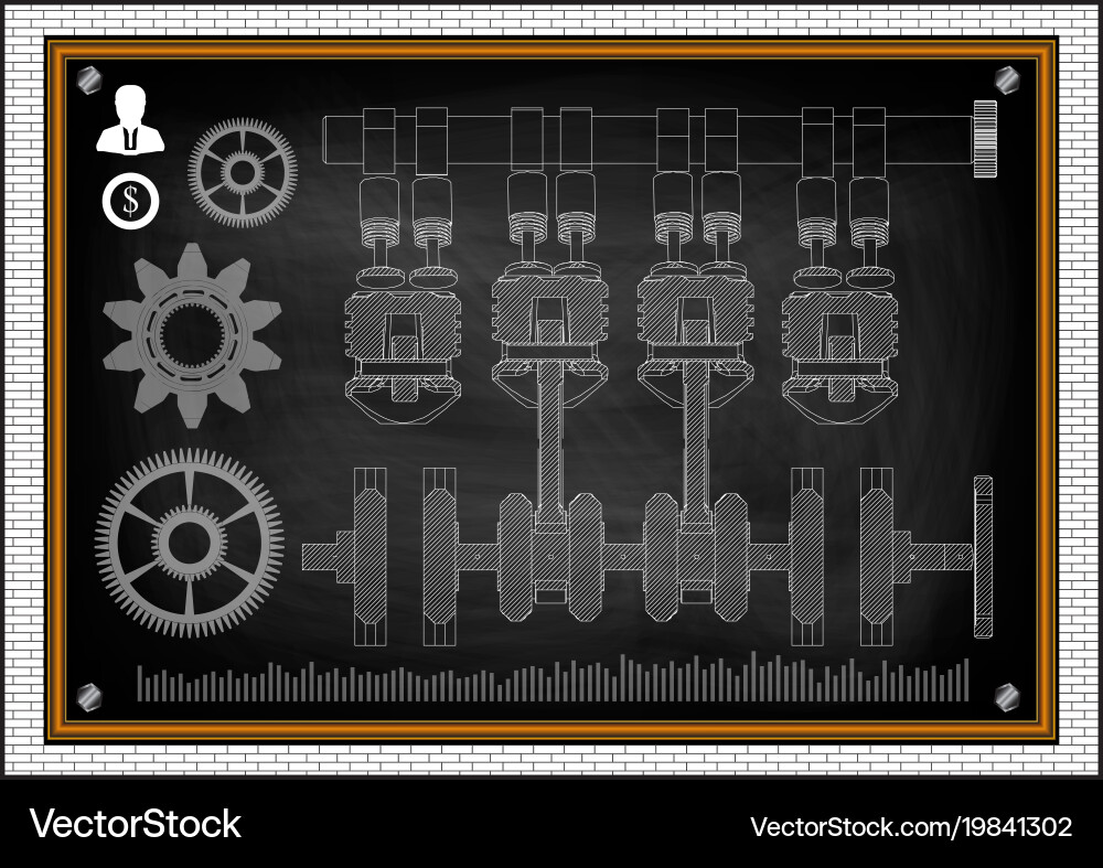 Car engine and gears Royalty Free Vector Image