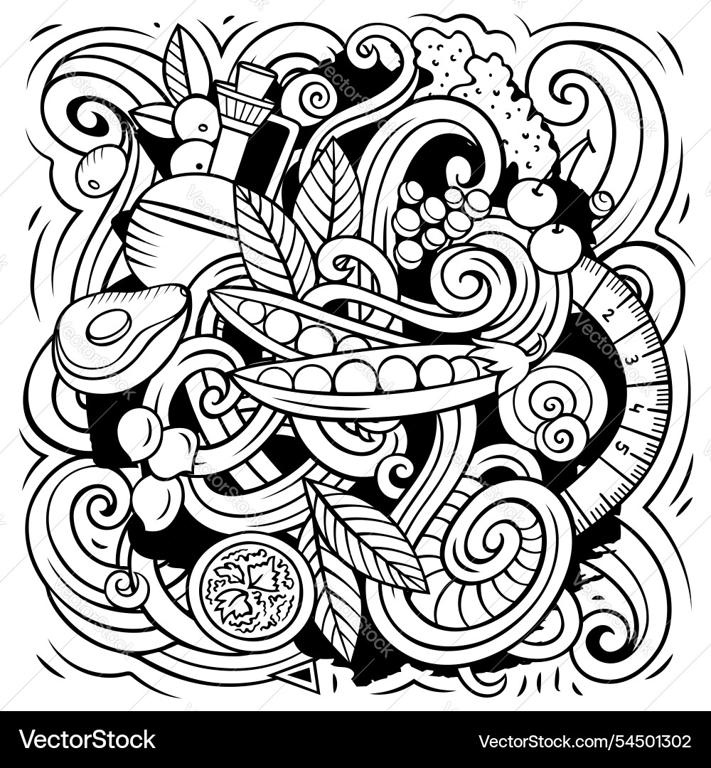 Cartoon doodles diet food Royalty Free Vector Image