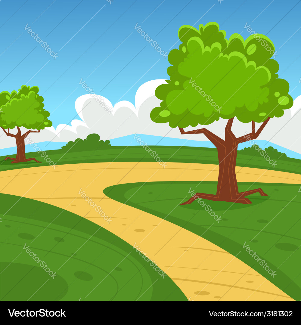Cartoon landscape Royalty Free Vector Image - VectorStock