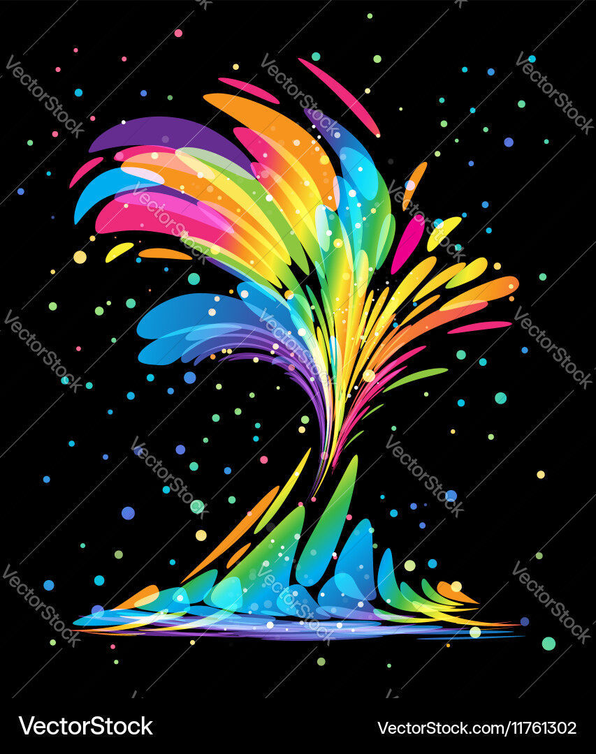 Colored splash on black Royalty Free Vector Image