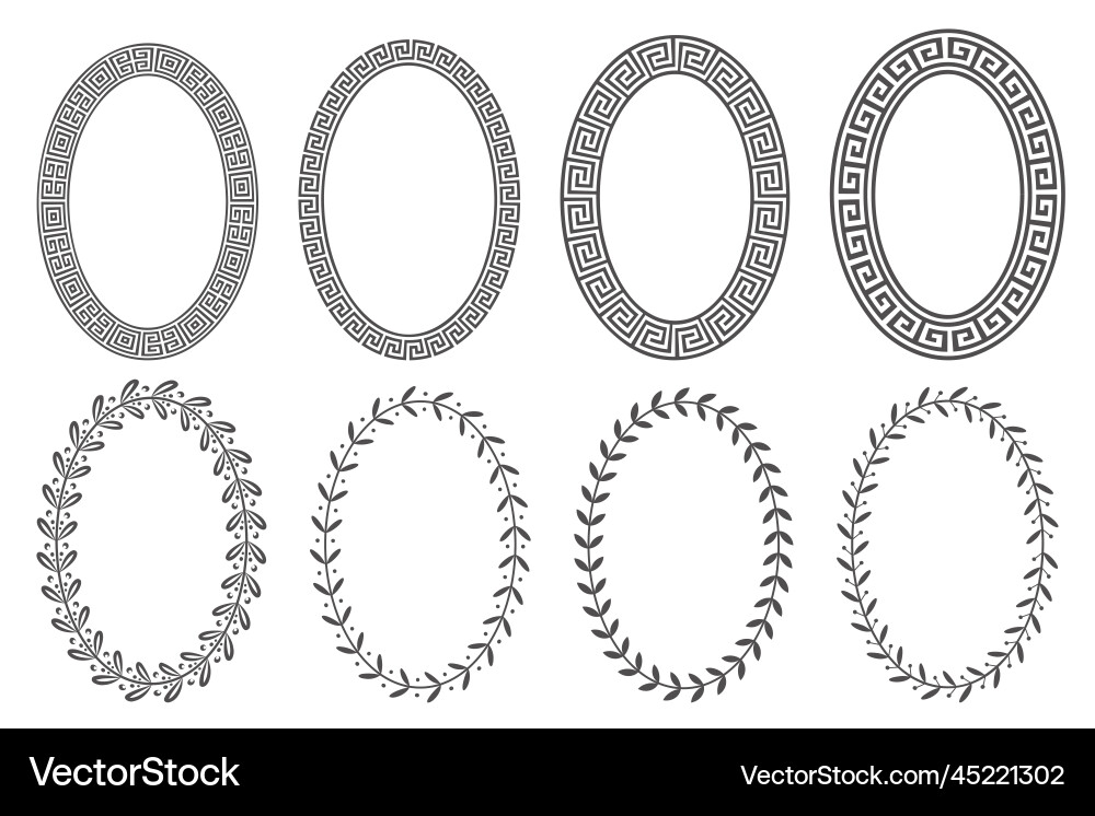 Greek Key Oval Frame Set Royalty Free Vector Image