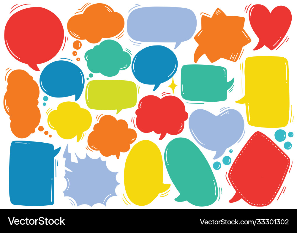 Hand drawn background set cute speech bubble Vector Image