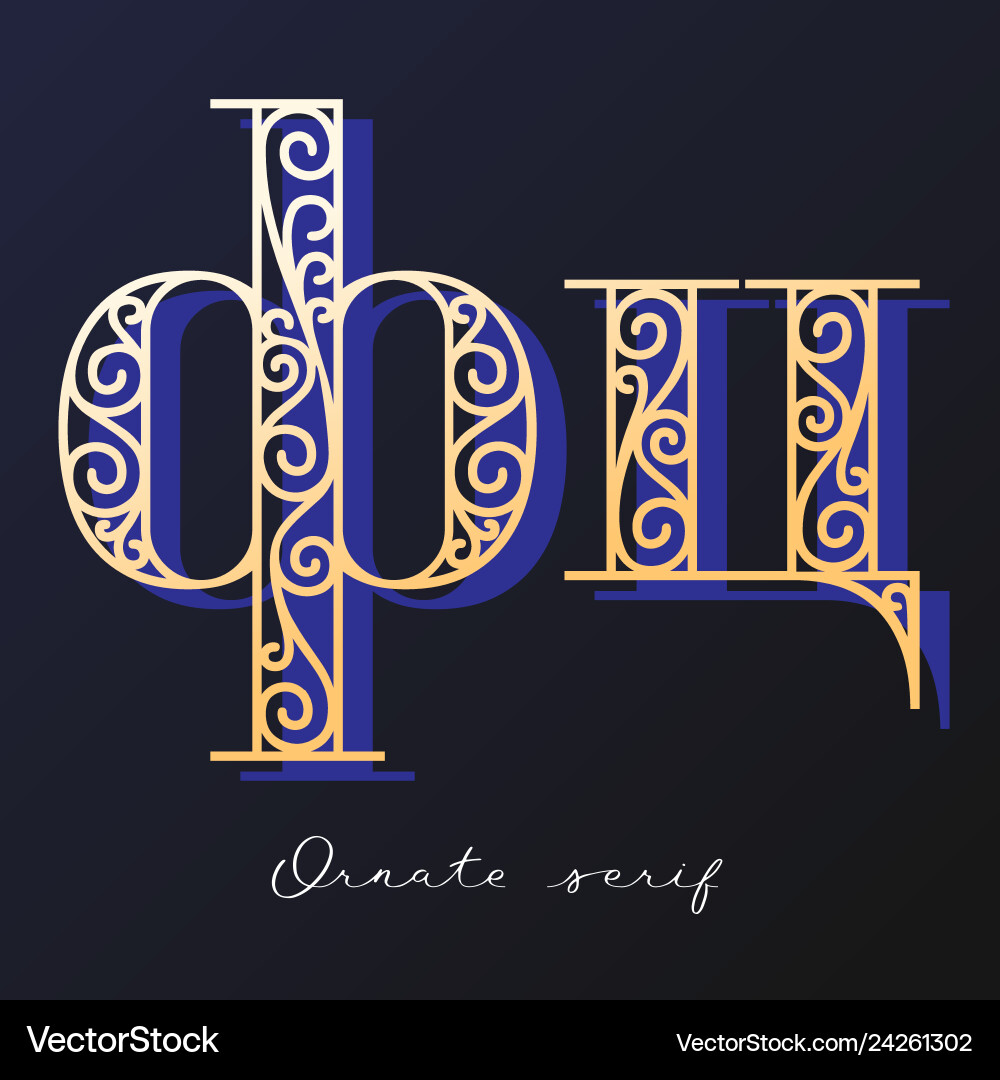 Ornate serif typeface Royalty Free Vector Image