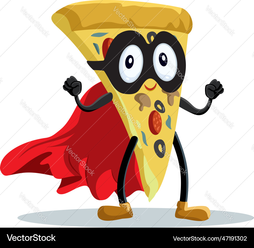 Superhero pizza mascot character cartoon design Vector Image