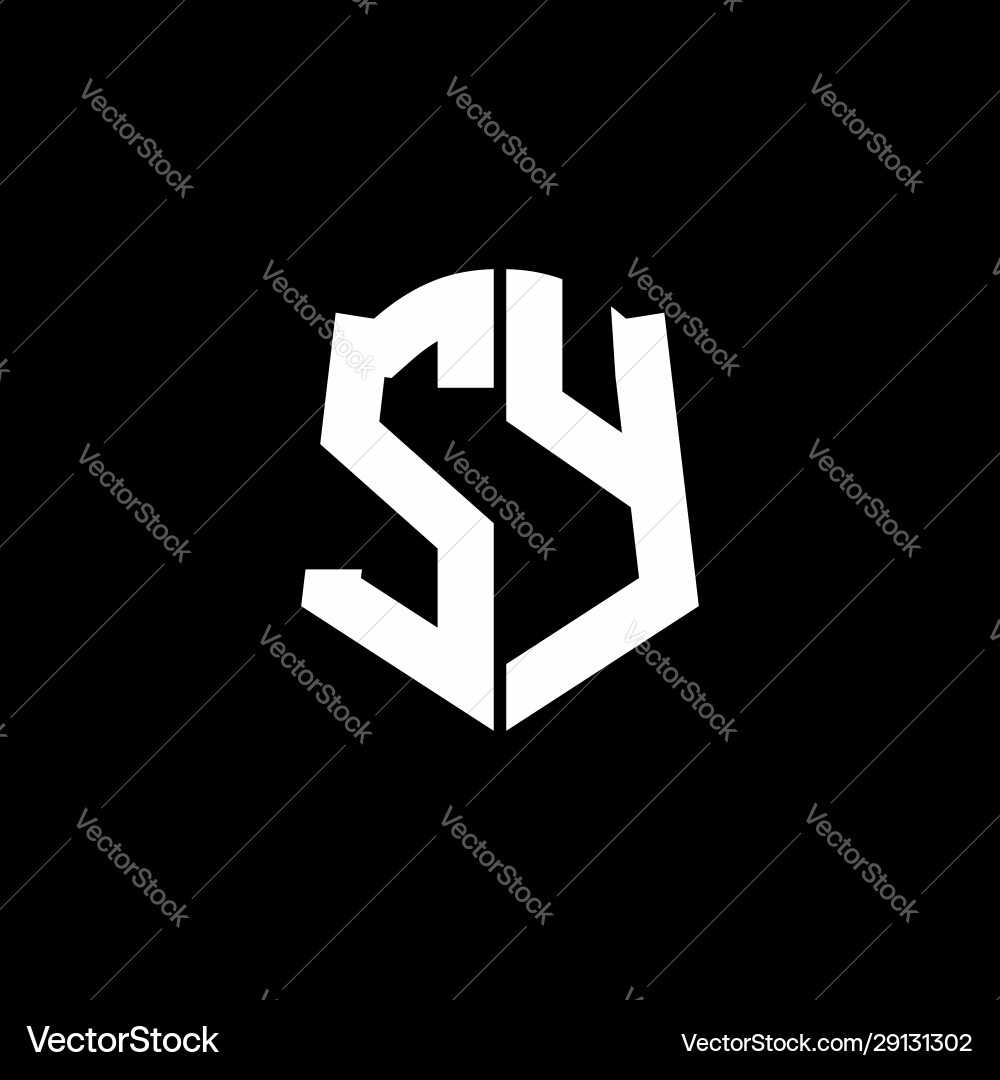 Sy monogram letter logo ribbon with shield style Vector Image