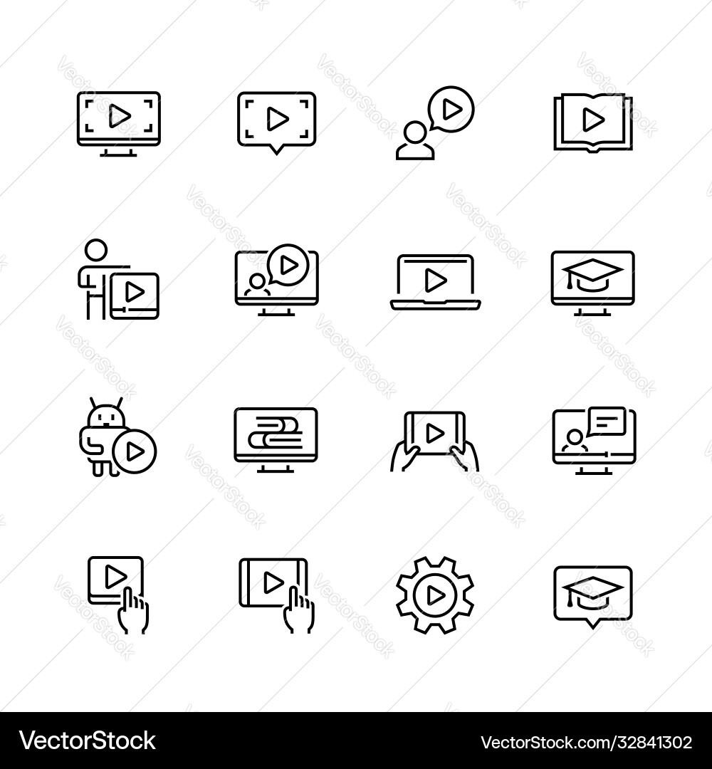Tutorial related icon set in thin line style Vector Image