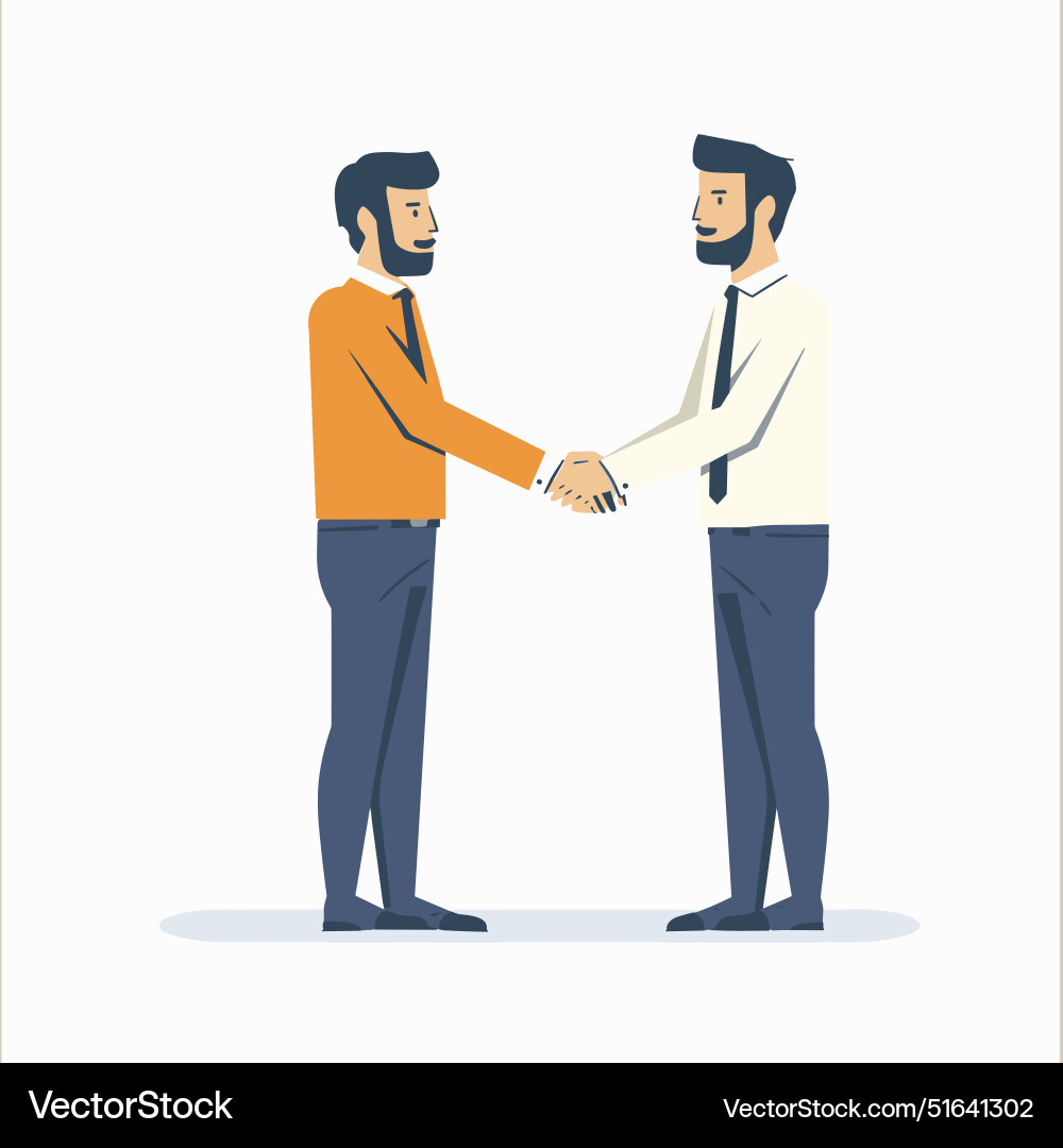 Two men shaking hands friendly greeting both Vector Image