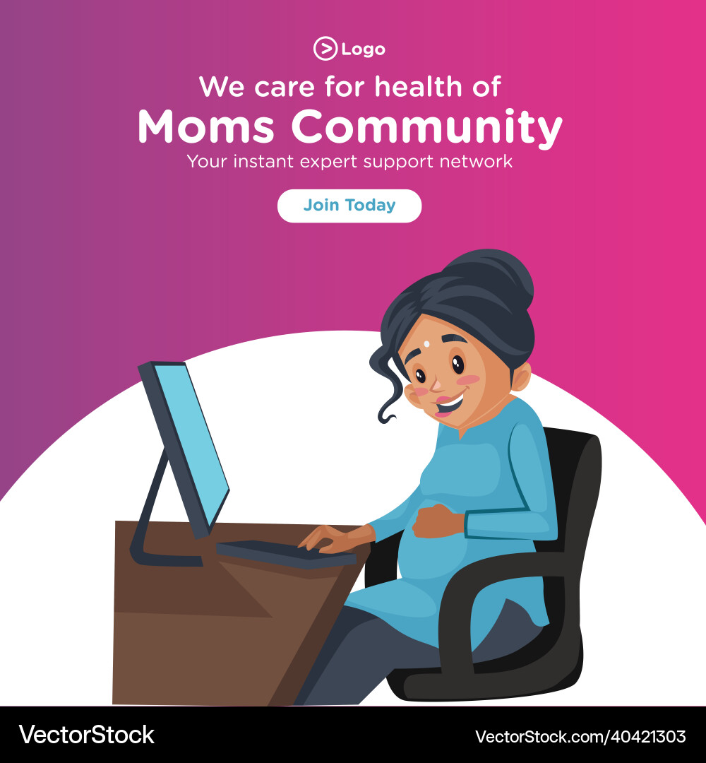 Banner design of moms community Royalty Free Vector Image
