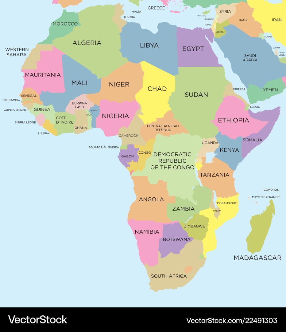 Detailed Africa Political Map Royalty Free Vector Image